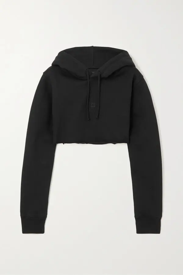 Givenchy Cropped Embroidered Hoodie