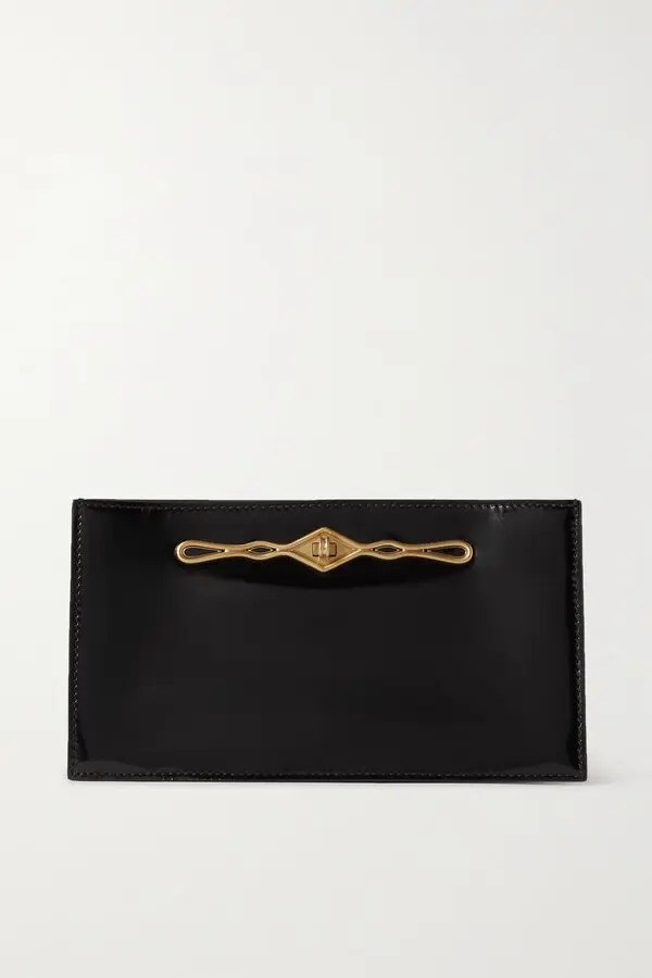 METIER Fernando Jorge Ease Embellished Glossed-leather Clutch - Black