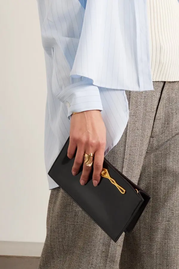 METIER Fernando Jorge Ease Embellished Glossed-leather Clutch - Black