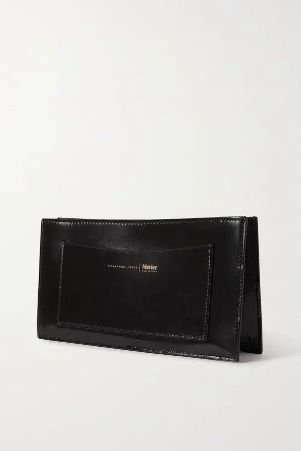 METIER Fernando Jorge Ease Embellished Glossed-leather Clutch - Black