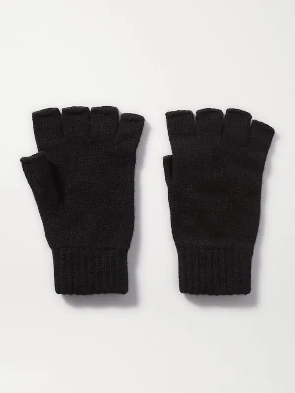 Johnstons Of Elgin Net Sustain Cashmere Fingerless Gloves - Black