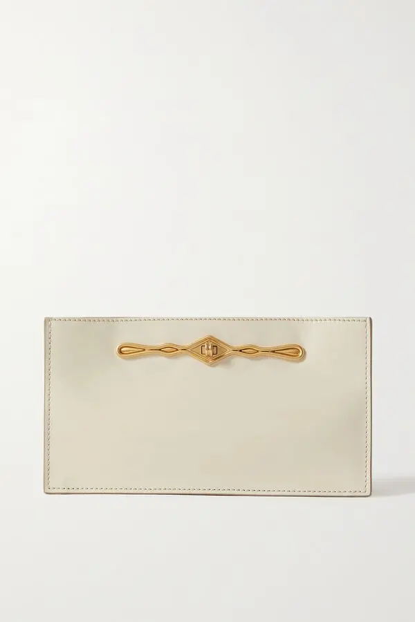 METIER Fernando Jorge Ease Embellished Glossed-leather Clutch - White