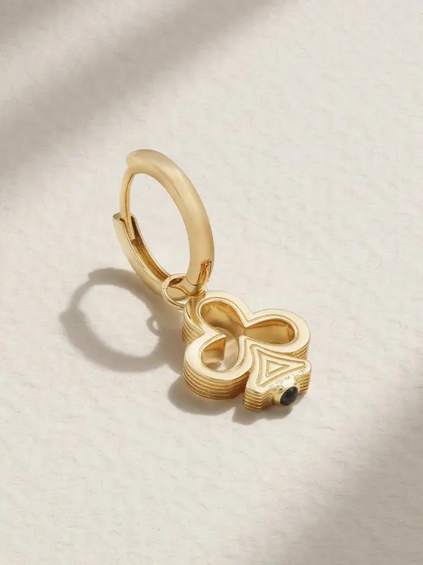 MARIE LICHTENBERG Clover Baby Convertible Single Hoop Earring - Gold