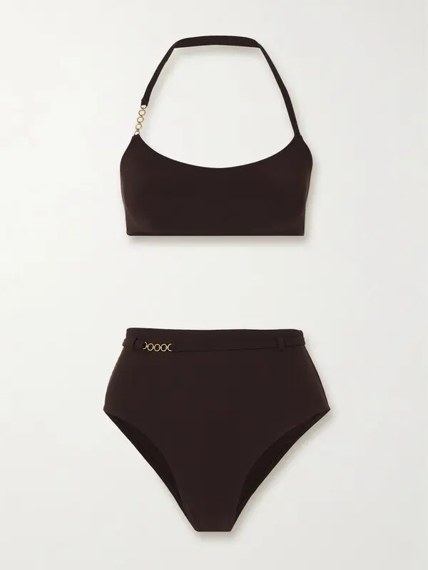 LIDO Sessantacinque Chain-embellished Halterneck Bikini - Brown