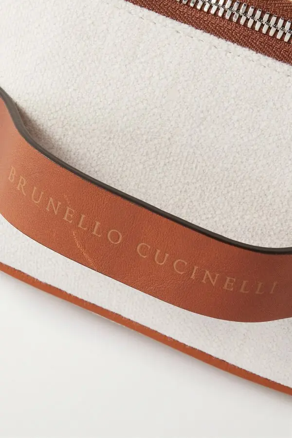 Brunello Cucinelli Leather-trimmed Shoe Cube - White