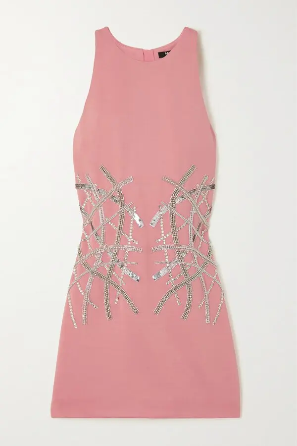 Balmain Embellished Stretch-knit Mini Dress