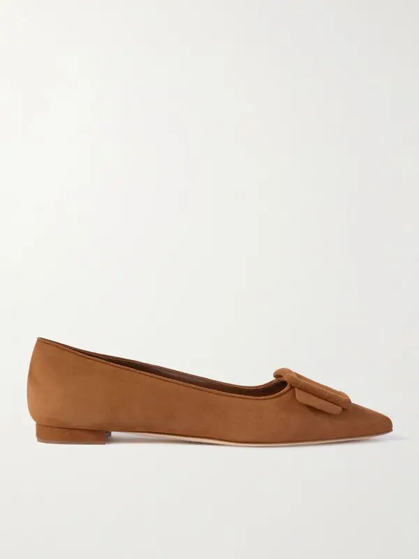 Manolo Blahnik Maysale Point-toe Flats - Brown