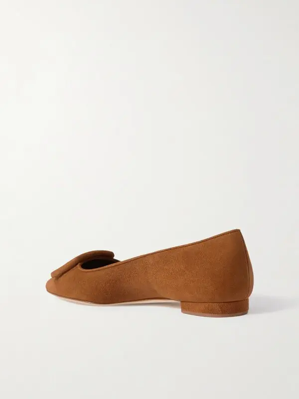 Manolo Blahnik Maysale Point-toe Flats - Brown