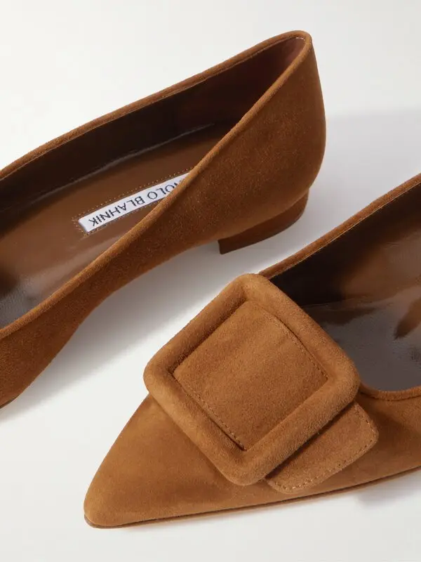 Manolo Blahnik Maysale Point-toe Flats - Brown