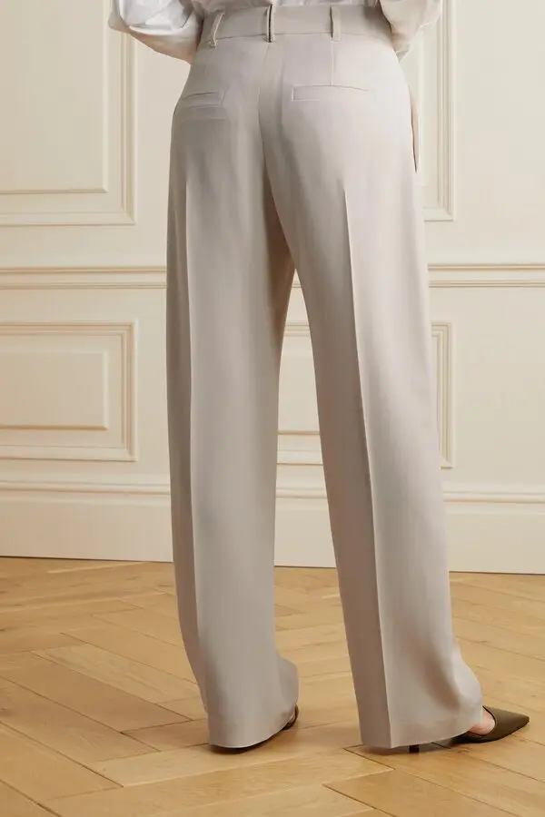 Brunello Cucinelli Pleated Woven Straight-leg Pants