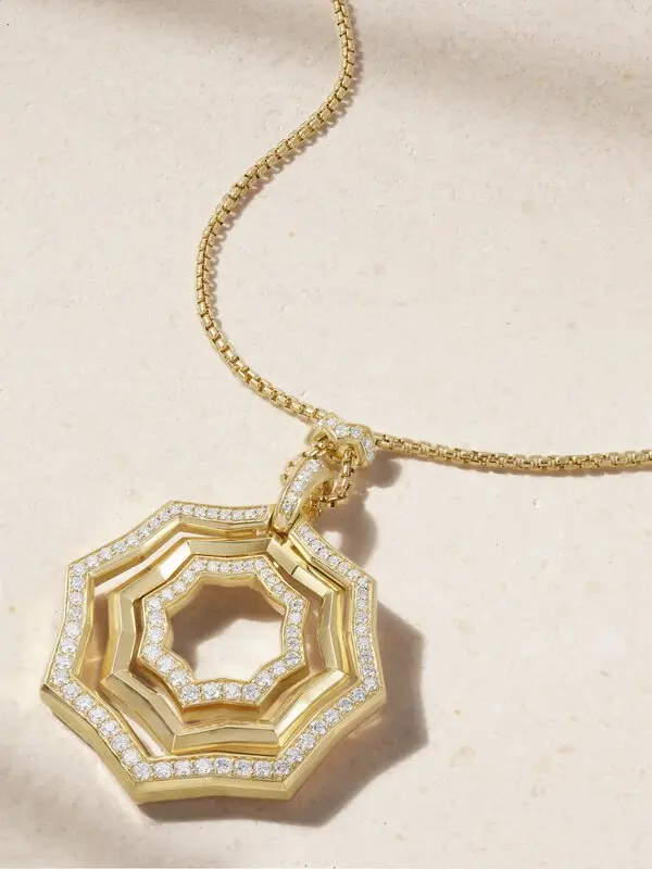 David Yurman Zig Zag Stax Diamond Necklace - Gold