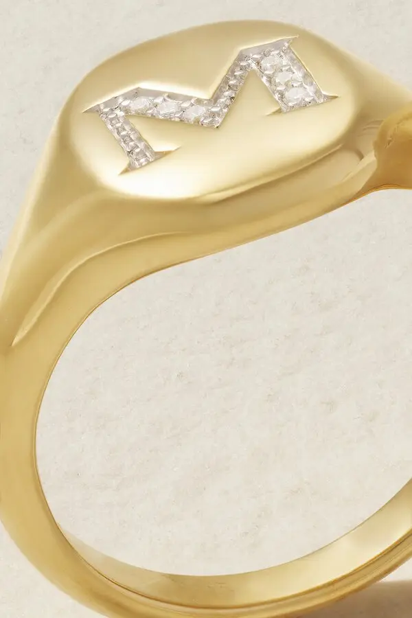 David Yurman Initial 18-karat Diamond Signet Ring