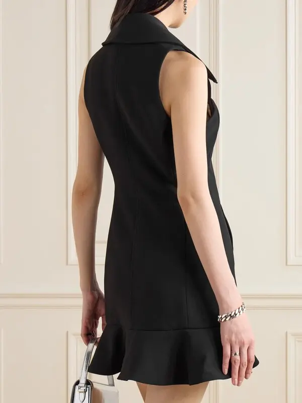 GANNI Paneled Ruffled Crepe Mini Dress