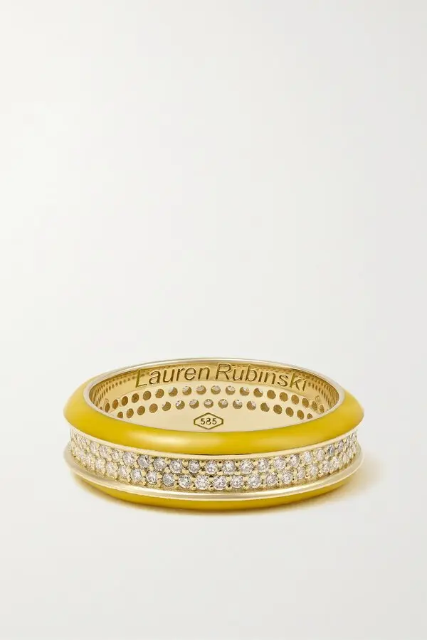 Lauren Rubinski 14-karat Enamel And Diamond Ring - Gold