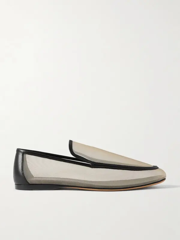 Khaite Alessio Leather-trimmed Mesh Loafers