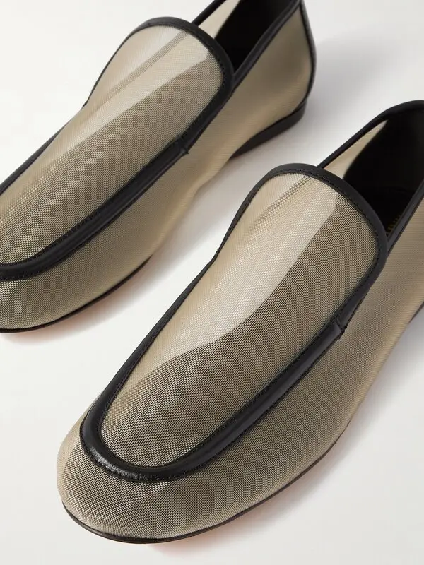 Khaite Alessio Leather-trimmed Mesh Loafers