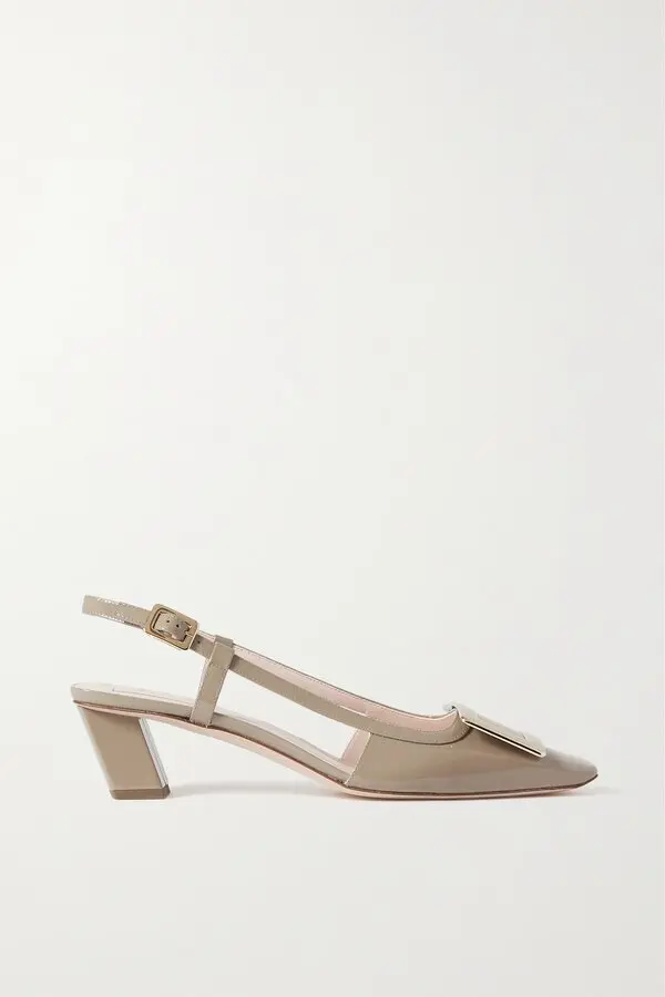 ROGER VIVIER Belle Vivier 45 Patent-leather Slingback Pumps - Brown