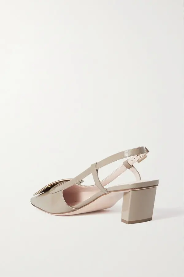 ROGER VIVIER Belle Vivier 45 Patent-leather Slingback Pumps - Brown
