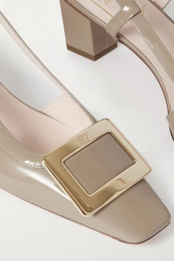 ROGER VIVIER Belle Vivier 45 Patent-leather Slingback Pumps - Brown