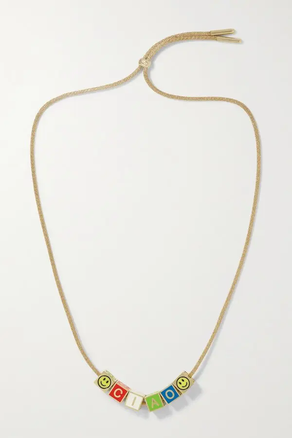 Lauren Rubinski Ciao 14-karat And Enamel Necklace - Gold