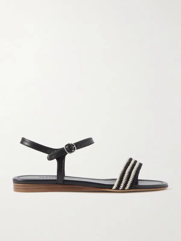Gabriela Hearst Alexi Leather And Crochet Sandals - Black