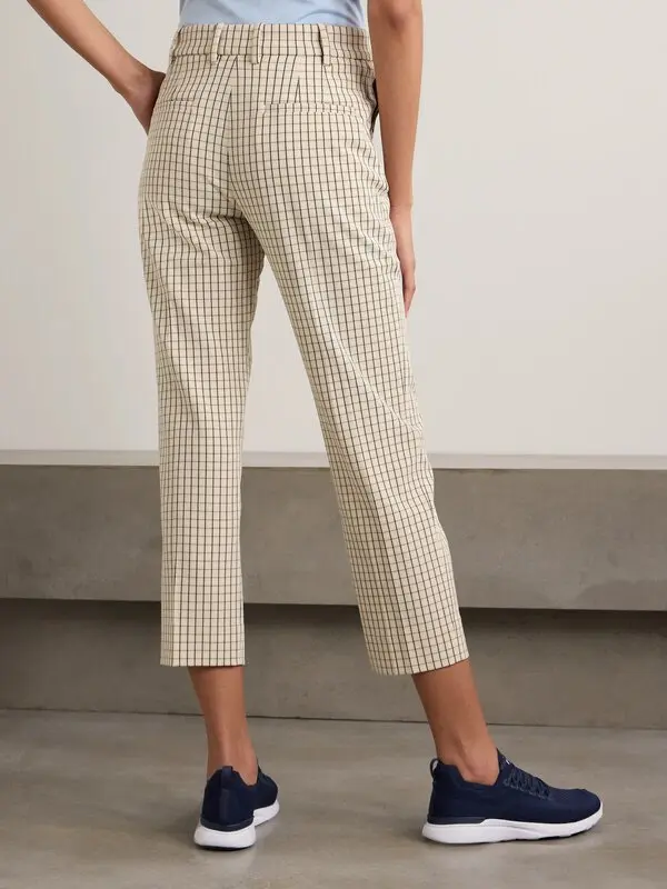 Tory Burch Checked Cropped Twill Tapered Trousers