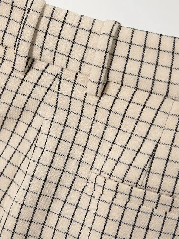 Tory Burch Checked Cropped Twill Tapered Trousers