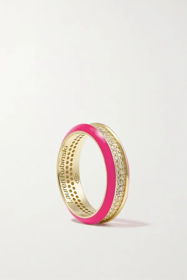 Lauren Rubinski 14-karat Gold, Enamel And Diamond Ring