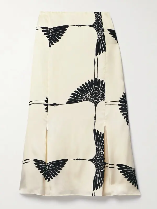 Khaite Levy Pleated Printed Midi Skirt - Yellow