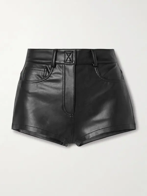 Norma Kamali Ultra Mini Leather-like Shorts - Black