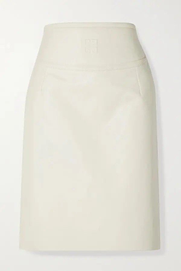 Givenchy Cutout Embossed Leather Skirt - Off-white