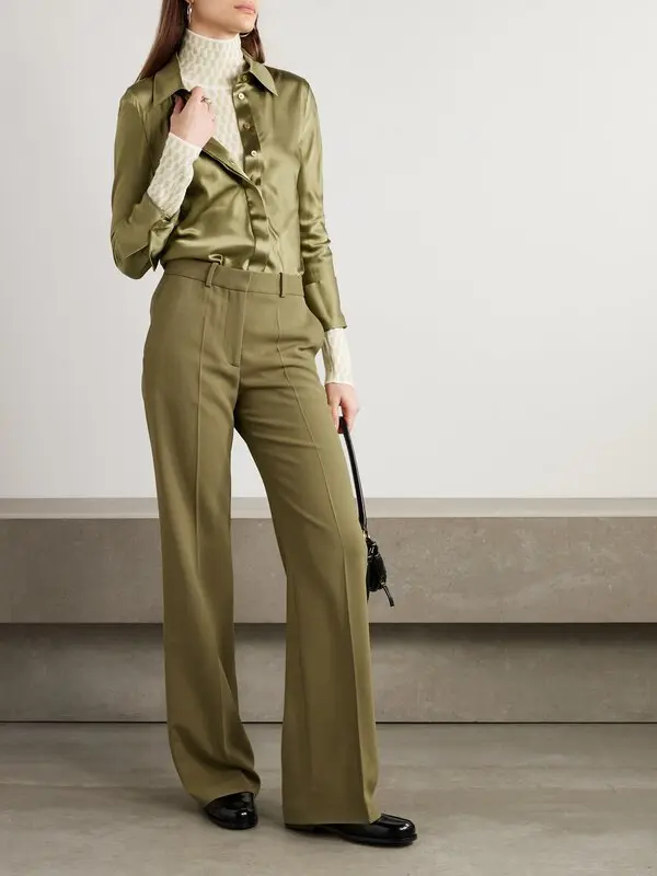 JOSEPH Morissey Cady Wide-leg Pants - Green