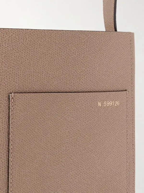 VALEXTRA Small Textured-leather Bucket Bag - Neutrals