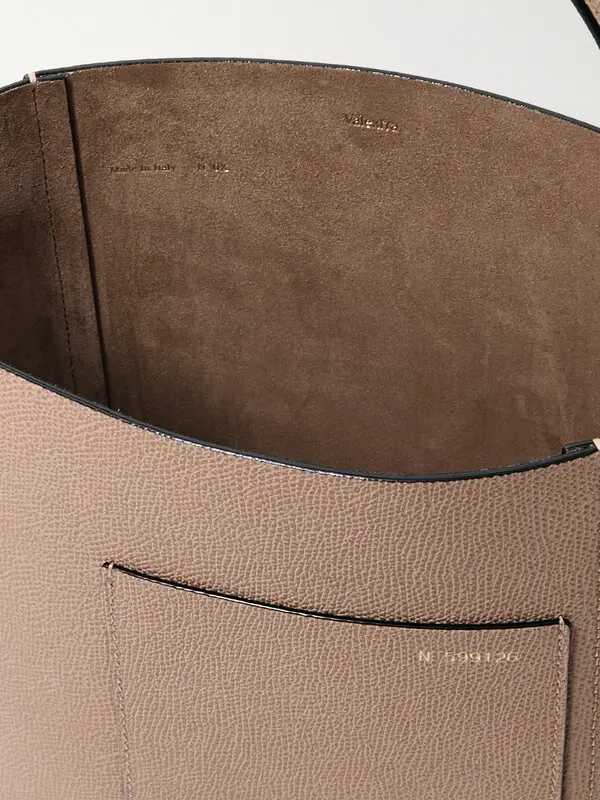 VALEXTRA Small Textured-leather Bucket Bag - Neutrals