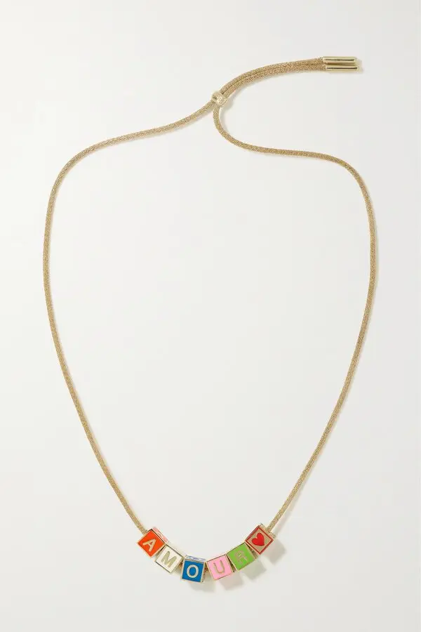 Lauren Rubinski Amour 14-karat And Enamel Necklace - Gold