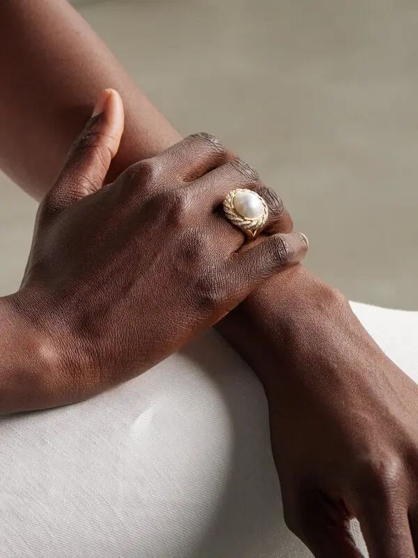 David Yurman 18-karat Diamond And Pearl Ring