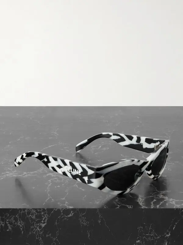 Celine Monochroms Cat-eye Zebra-print Sunglasses - Black