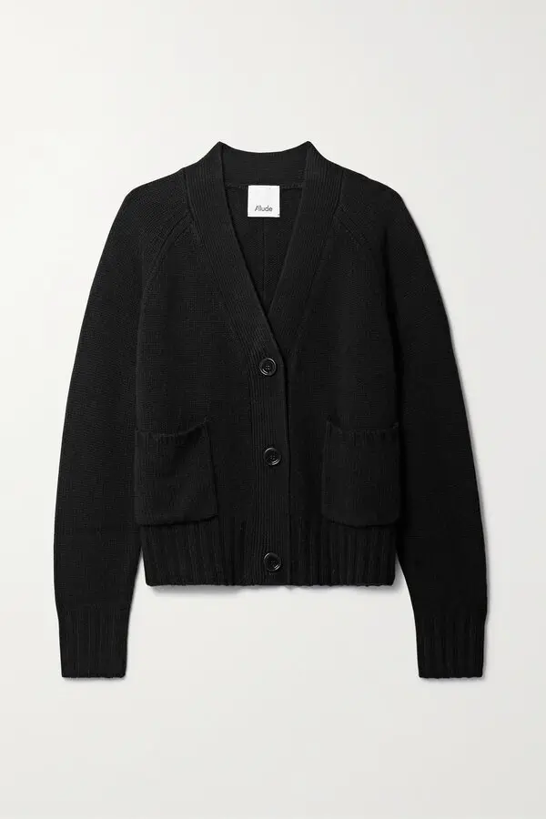 ALLUDE Wool And Cashmere-blend Cardigan - Black