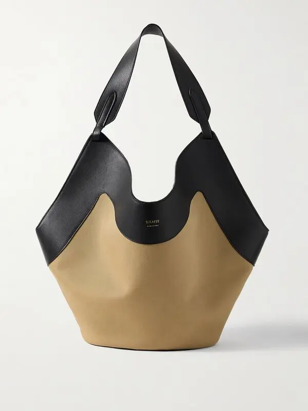 Khaite Lotus Medium Leather-trimmed Canvas Tote