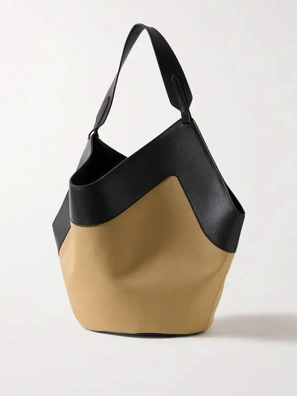 Khaite Lotus Medium Leather-trimmed Canvas Tote
