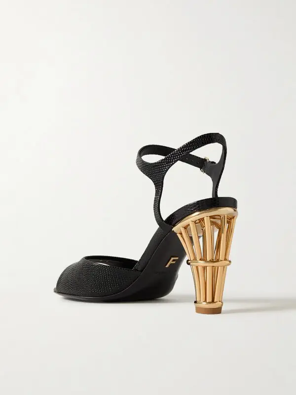 FERRAGAMO Nikla Lizard-effect Leather Sandals