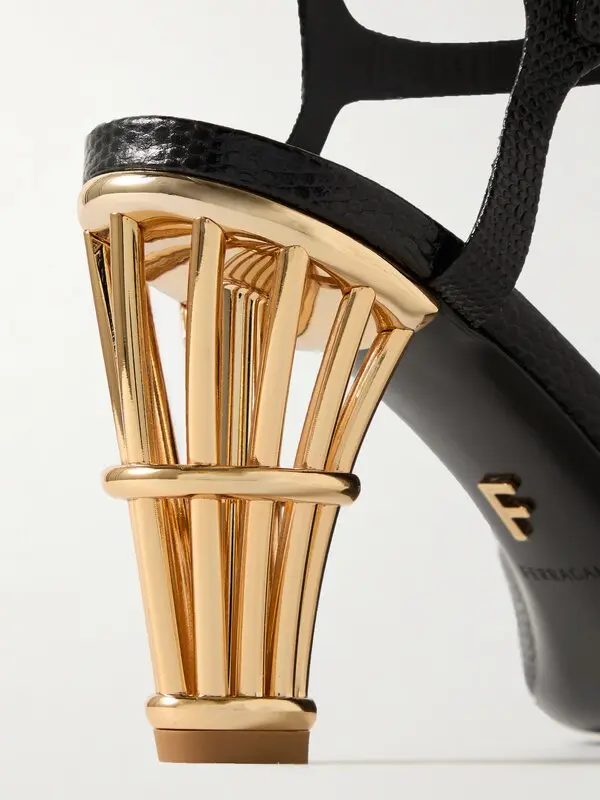FERRAGAMO Nikla Lizard-effect Leather Sandals