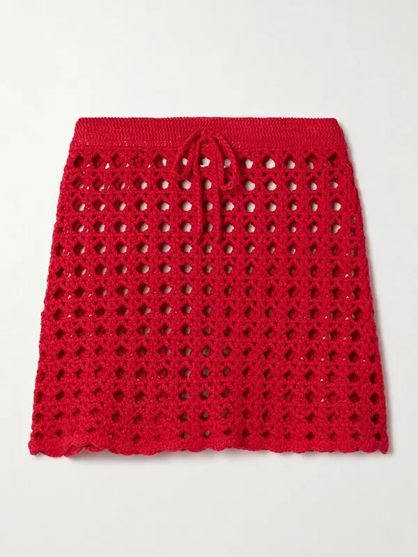 Suzie Kondi Crete Open-knit Mini Skirt - Red