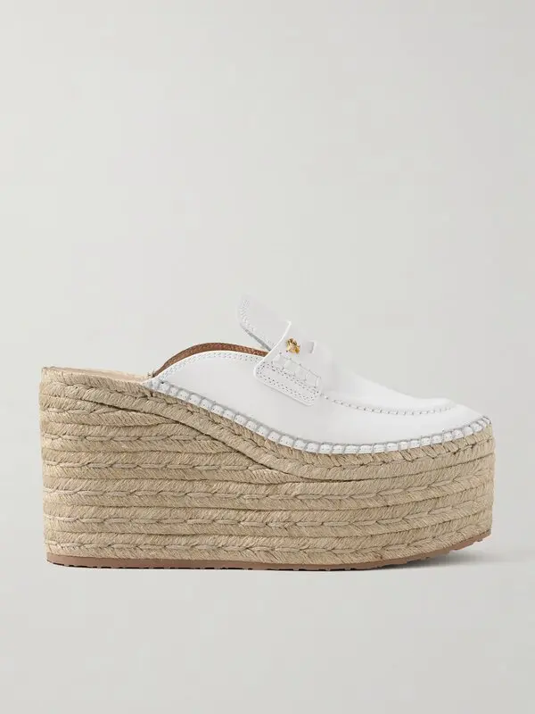 GIANVITO ROSSI Maxilla Leather Platform Wedge Loafers