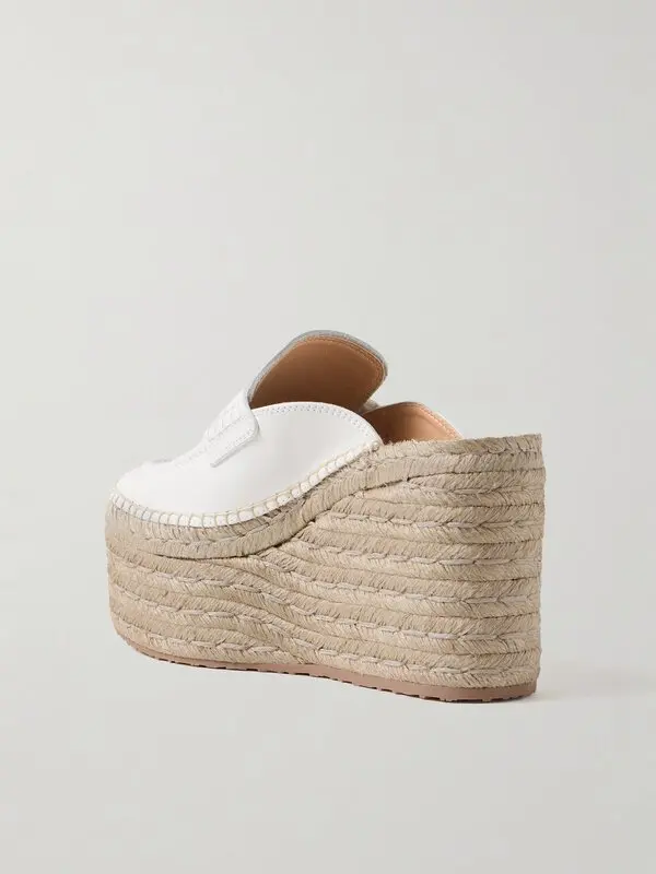 GIANVITO ROSSI Maxilla Leather Platform Wedge Loafers