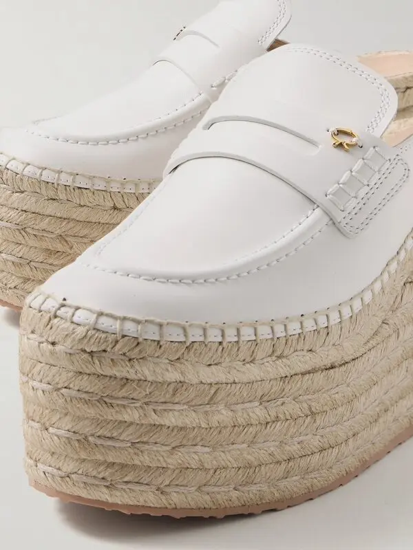 GIANVITO ROSSI Maxilla Leather Platform Wedge Loafers