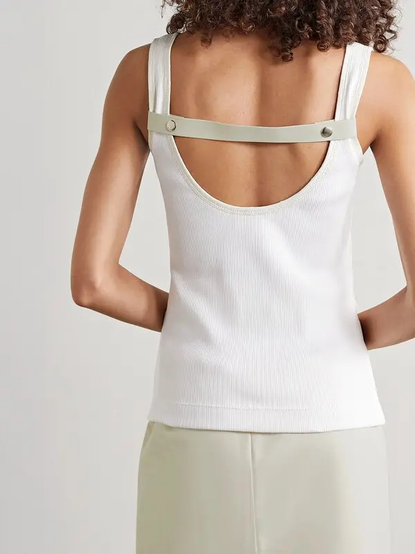 Givenchy Paneled Ribbed Leather And Stretch-cotton Jersey Tank