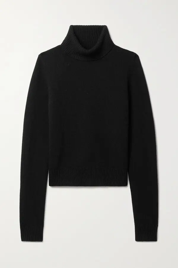 NILI LOTAN Cropped Wool Turtleneck Sweater