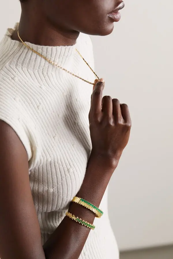 SUZANNE KALAN 18-karat Emerald Bangle - Gold