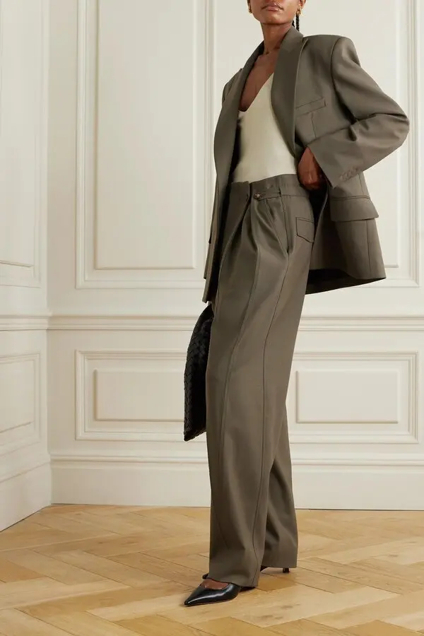 Victoria Beckham Twill Straight-leg Pants - Brown